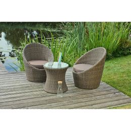 Garden Pleasure Garten-Essgruppe &raquo;MARIBOR&laquo; 3 Stk. tlg. inkl. Sitzauflagen braun Glas, Polyrattan, Stahl B/H/T: 250cm x 80cm x 70cm