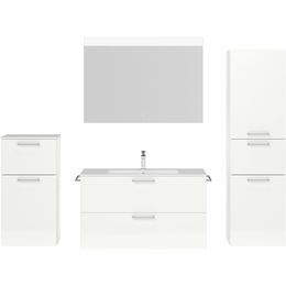 Nobilia Badm&ouml;bel-Set &raquo;Tolvina&laquo; vormontiert, mit Soft-Close, 4 Stk. tlg. wei&szlig; B/H/T: 210cmcm x 169cmcm x 48,7cmcm, Griffe edelstahlfarbig