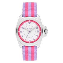 s.Oliver Damen s.Oliver Quarzuhr &raquo;Color Stripes&laquo; Armbanduhr, Kinderuhr, M&auml;dchen, analog pink Einheitsgr&ouml;&szlig;e