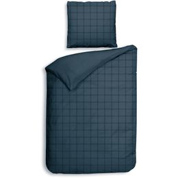 Wendebettw&auml;sche &raquo;Diamante&laquo; 2 Stk. kariert, hochwertiges Mako-Satin, Bettw&auml;sche ab 135x200 cm. blau Mako-Satin, Obermaterial: 100% Baumwolle B/L: 155cm
