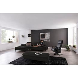 W.Schillig Ecksofa &raquo;valentinoo, Designsofa, bequem, elegant und zeitlos, L-Form&laquo; inklusive Hocker, mit Sitztiefenverstellung, Breite 299 cm schwarz 