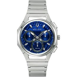 Bulova Herren Chronograph &raquo;Curv&laquo; Quarzuhr, Armbanduhr, Herrenuhr, Edelstahlarmband, analog blau Einheitsgr&ouml;&szlig;e