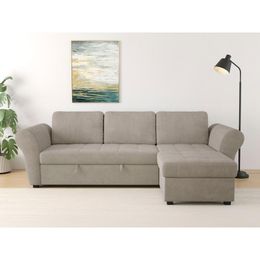 Trends by HG Ecksofa &raquo;Lasse L-Form, B: 259 cm&laquo; mit Schlaffunktion & Bettkasten beige 90% Polyester;10% Nylon B/H/T: 259cm x 85cm x 155cm, Feinstruktur