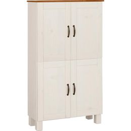 Home Affaire Midischrank &raquo;Rodby&laquo; FSC -zertifiziertes Massivholz, Breite 75cm, H&ouml;he 130cm wei&szlig; Massivholz wei&szlig;, B/H/T: 75cm x 130cm x 30cm, T&uuml;ren: 4 