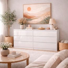 Home Affaire Kommode &raquo;Naia, 6 Schubladen im skandinavischen Design, Breite 158 cm&laquo; Viel Stauraum mit griffloser Front, in mehreren Farben wei&szlig; 