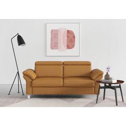 Sit & More sit&more 2,5-Sitzer &raquo;Arngast&laquo; inklusive Federkern und Kopfteilverstellung gelb B/H/T: 186cm x 84cm x 93cm, NaturLEDER , R&uuml;cken echtes Leder