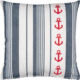 Pad Dekokissen &raquo;MARINA&laquo; Made in Europe, Kissenh&uuml;lle ohne F&uuml;llung, maritim, 1 St&uuml;ck blau Obermaterial: 100% Baumwolle B/L: 45cm x 45cm, 1 Stk.