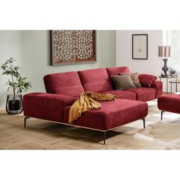 W.Schillig Ecksofa &raquo;run, Designsofa mit tollem Sitzkomfort, bequem, L-Form&laquo; mit Holzsockel, F&uuml;&szlig;e in Schwarz pulverbeschichtet, Breite 319 cm rot 