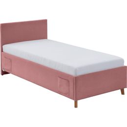 Meise M&ouml;bel meise.m&ouml;bel Kinderbett &raquo;COOL&laquo; Polsterbett wahlweise mit Bettkasten, Jugendbett inkl. USB-Anschluss rosa Liegefl&auml;che L&auml;nge B: 200cm x 90cm, Cord mit 