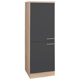 Optifit Hochschrank &raquo;Kalmar&laquo; grau Eiche-hell s&auml;gerau, B/H/T: 60cm x 175cm x 57cm, T&uuml;ren: 2 Stk.