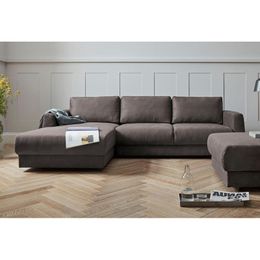 OTTO home Ecksofa &raquo;Hobro L-Form&laquo; in 3 Bezugsqualit&auml;ten in vielen Farben grau Luxus-Microfaser Lederoptik (100% Polyester);Struktur grob (100% 