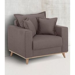 Home Affaire Sessel &raquo;Edina&laquo; auch in Baumwollmix-Bezug, im skandinavischem Stol braun Webstoff (100% Polyester);Baumwollmix (50% Baumwolle, 50% 