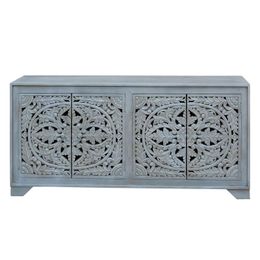 OTTO home Sideboard &raquo;Kenmare&laquo; Kommode aus Mangoholz, dekorative Schnitzereien, Breite 170 cm grau Massivholz B/H/T: 170cm x 85cm x 40cm, Mango, 4 Stk.