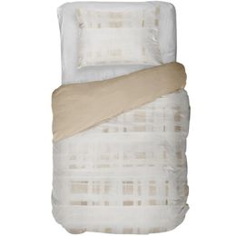 Kayori Wendebettw&auml;sche &raquo;Daise&laquo; 2 Stk. Hergestellt aus Bio-Baumwollsatin beige Mako-Satin, Obermaterial: 100% Baumwolle B/L: 155cm x 220cm, 1 Stk., 1 