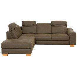 Home Affaire Ecksofa &raquo;Dundee L-Form&laquo; wahlweise mit Kopfteilverstellung und zus&auml;tzlich mit Schlaffunktion gr&uuml;n Luxus-Microfaser Lederoptik (100% 