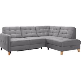 exxpo - sofa fashion Ecksofa &raquo;Elio, kompakt & bequem, zeitloses Design, Breite 228cm, L-Form&laquo; wahlweise mit Bettfunktion und Bettkasten grau B/H/T: 