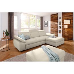 OTTO home Ecksofa &raquo;Mauritius L-Form&laquo; mit Kopfteil- und Armlehnverstellung, Schlaffunktion & Bettkasten wei&szlig; Struktur fein (100% Polyester);Luxus-