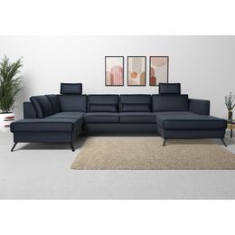 Sit & More sit&more Wohnlandschaft &raquo;Olsen U-Form&laquo; inklusive Sitztiefenverstellung, optional Schlaffunktion, 15cm hoch blau 100% Polyester B/H/T: 335cm x 88cm x 
