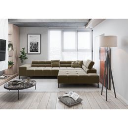 Home Affaire Ecksofa &raquo;Ancona New, wahlweise motorische Sitztiefenverstellung, auch in Cord&laquo; feine Steppung, mit Kopfteilverstellung, 3 Zierkissen, L-