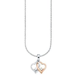 Amor Damen Kette mit Anh&auml;nger &raquo;Herz&laquo; mit Zirkonia (synth.) rosa Silber 925 (Sterlingsilber), L: 42