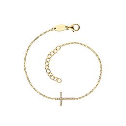 Engelsrufer Damen Silberarmband &raquo;Armband Armkette Kreuz&laquo; mit Zirkonia (synth.) gold 20cm, Silber 925 (Sterlingsilber)