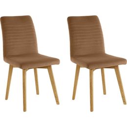 OTTO products Esszimmerstuhl &raquo;Alessja&laquo; (Set) 2 Stk.Bezug aus Microfaser, Gestell aus Eiche Massivholz gelb Holzwerkstoff, Massivholz, Polyester B/H/T: