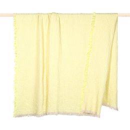 Pad Wohndecke &raquo;Waffle&laquo; Made in Europe, Waffelpique, reine Baumwolle, mit Fransen, 130x170 cm gelb Mischgewebe B/L: 130cm x 170cm