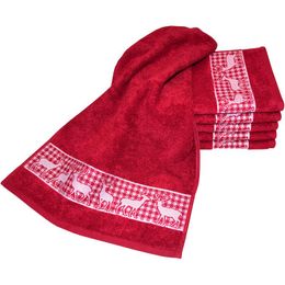 Dyckhoff Gaestehandtuecher &raquo;Hirschparade&laquo; Made in Germany (6 G&auml;stet&uuml;cher) rot Frottier, Frottier B/L: 30cmx50cm, 6 Stk., Hirsche, Frottier