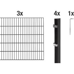 Alberts Doppelstabmattenzaun &raquo;Grundset&laquo; H&ouml;he: 80-200 cm, Gesamtl&auml;nge: 4-30 m, zum Einbetonieren Stahl H/L: 120cm x 6m
