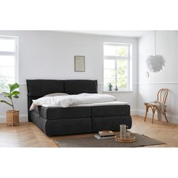 OTTO home Boxspringbett &raquo;Jenson&laquo; in 4 Farben, 4 Breiten, 3 Matratzenarten in 2 H&auml;rtegraden, Topper grau Struktur weich (85% Polyester/15% Nylon) 