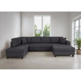 Trends by HG Wohnlandschaft &raquo;Moritz U-Form, B: 324 cm&laquo; mit Schlaffunktion, Bettkasten & Zierkissen 92% Polyester;8% Nylon B/H/T: 324cm x 86cm x 178cm,