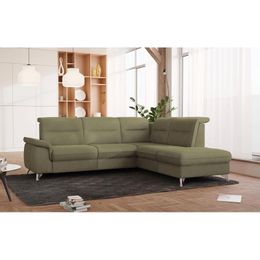 Sit & More sit&more Ecksofa &raquo;Astoria L-Form&laquo; wahlweise mit motorischer Relaxfunktion gr&uuml;n 100% Polyester B/H/T: 256cm x 91cm x 225cm, Flachgewebe, Ottomane 