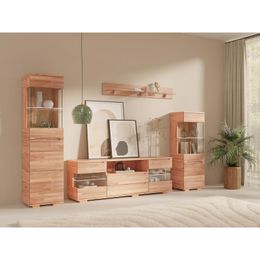 OTTO home Wohnwand &raquo;VETRO: besteht aus 2 Vitrinen, 1 Lowboard & 1 Wandregal, Wohnzimmer.&laquo; 4 Stk. tlg. Einheitsgr&ouml;&szlig;e