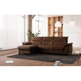 Sit & More sit&more Ecksofa &raquo;Astoria L-Form&laquo; wahlweise mit motorischer Relaxfunktion braun 100% Polyester B/H/T: 260cm x 91cm x 175cm, Luxus-Microfaser in 