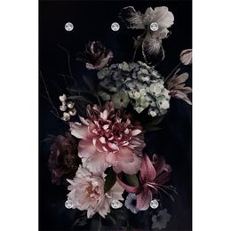 queence Garderobenleiste &raquo;Blumen&laquo; mit 6 Haken, 80 x 120 cm rosa Acrylglas, Edelstahl B/H/T: 80cm x 120cm x 5cm