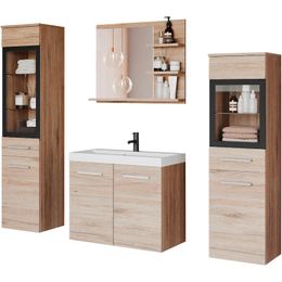 Welltime Badm&ouml;bel-Set &raquo;MADRIT&laquo; Komplett-Set, mit Waschbecken, 5 Stk. tlg. braun Holzwerkstoff B/H/T: 120cmcm x 131,5cmcm x 34,5cmcm