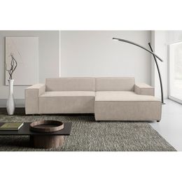 WERK2 Ecksofa &raquo;Trento 268 x 163 cm modern und bequem&laquo; Chenille, L-Form 100% Polyester B/H/T: 268cm x 70cm x 163cm, Chenille, Ottomane rechts