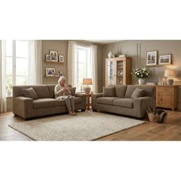 OTTO home Polstergarnitur &raquo;Faxxe aus 2-Sitzer und 3-Sitzer&laquo; Set, 2 tlg. aus haustierfreundlichem Pet Friendly Cord braun 90% Polyester, 10% Nylon B/H/