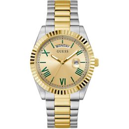 Guess Herren Quarzuhr &raquo;CONNOISSEUR&laquo; Armbanduhr, Herrenuhr, Datum, Wochentag, Edelstahlarmband gold Einheitsgr&ouml;&szlig;e