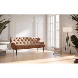 OTTO home 3-Sitzer &raquo;Amber&laquo; mit Knopfheftung,in verschieden Stoffarten braun 100% Polyester B/H/T: 193cm x 97cm x 87cm, Luxus-Microfaser ALTARA NUBUCK
