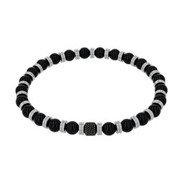 Amor Herren Armband mit Achat schwarz 21cm, Edelstahl