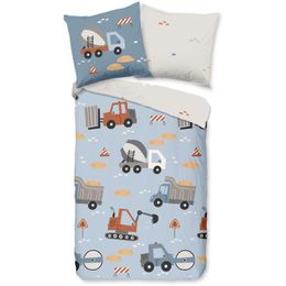 Good Morning Kinderbettw&auml;sche &raquo;Mack&laquo; 2 Stk. Baumwolle, Renforc&eacute;, Wendeoptik, Kind, Junge, Bagger Renforc&eacute;, Obermaterial: 100% Baumwolle B/L: 135cm x 