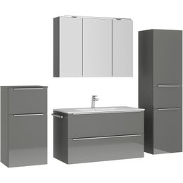Nobilia Badm&ouml;bel-Set &raquo;Levere&laquo; vormontiert, mit Soft-Close, 4 Stk. tlg. grau B/H/T: 210cmcm x 169cmcm x 48,7cmcm, Griffe chrom