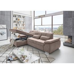 Die PlanBar Ecksofa &raquo;MP-IN16037 L-Form, Breite 289 cm, mit Federkern-Polsterung&laquo; mit Sitztiefenverstellung & Zierkissen lila 100% Polyester B/H/T: 