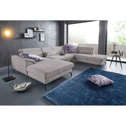 Sit & More sit&more Wohnlandschaft &raquo;Percy U-Form&laquo; 15 cm Fu&szlig;h&ouml;he, Sitztiefenverstellung, wahlweise in 2 Fu&szlig;farben grau B/H/T: 343cm x 80cm x 235cm, Feinstruktur, 