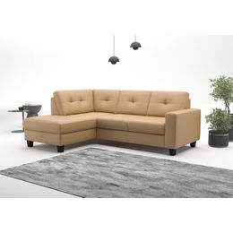 OTTO home Ecksofa &raquo;Varese&laquo; wahlweise mit Schlaffunktion und Bettkasten B/H/T: 226cm x 91cm x 170cm, NaturLEDER Stoff, Ottomane links,mit Bettfunktion,
