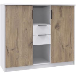 wimex Kombikommode &raquo;Norderney Kommode Sideboard 2-t&uuml;rig 2 Schubladen&laquo; B/T/H 122/40/105cm, mit Metallgriffe und Metallschienen beige Holzwerkstoff B/H/T: 