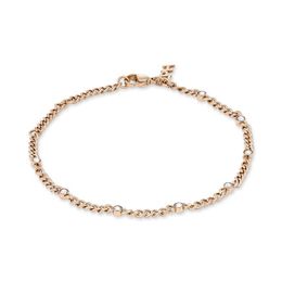 Copenhagen Studios Damen Edelstahlarmband &raquo;Schmuck Geschenk Edelstahl Armkette Glittery Cuban&laquo; mit Strassstein rosa 21cm, Edelstahl