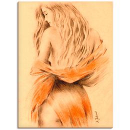 Artland Leinwandbild &raquo;Traumgirl&laquo; Frau 1 Stk. tlg. auf Holzrahmen gespannt orange Leinwand B/H/T: 45cm x 60cm, Leinwandbild Frau Hochformat, 1 Stk.