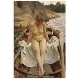 Artland Wandbild &raquo;In Werners Ruderboot&laquo; Erotische Bilder 1 Stk. tlg. auf Holzrahmen gespannt beige Leinwand B/H/T: 60cm x 90cm, Leinwandbild Erotische Bilder 